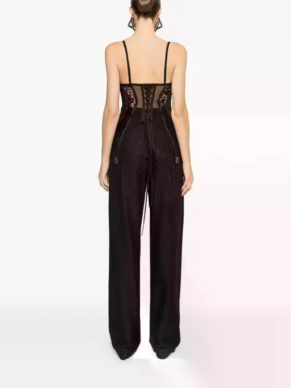 NISSA Lace-insert Tulle Top