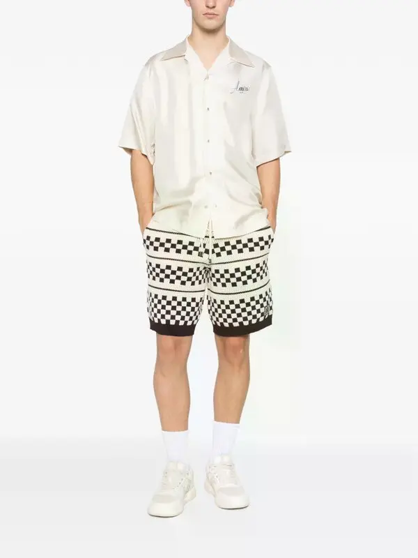 Amiri Checkered Knit Drawstring Shorts - Neutrals