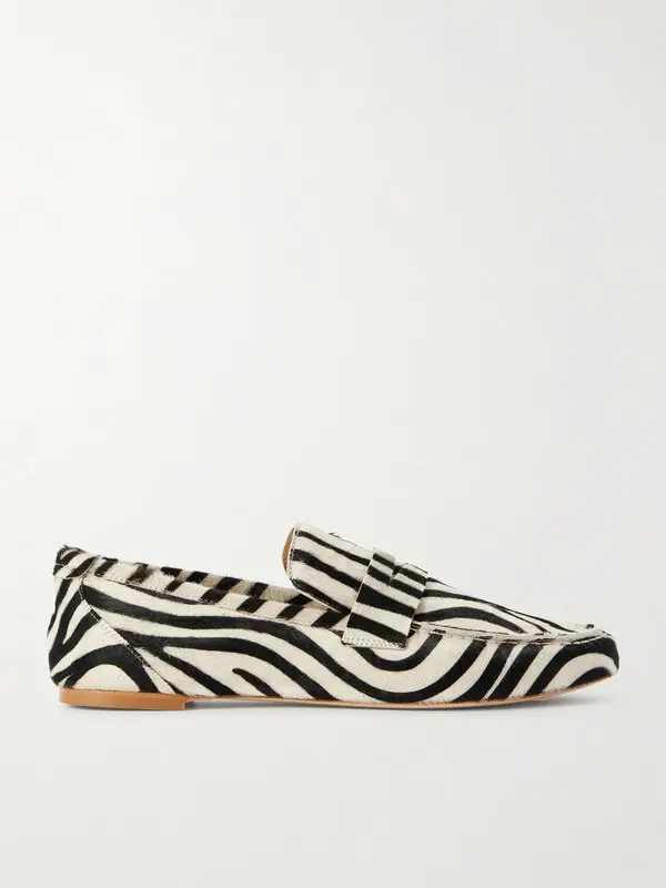 JAMIE HALLER Zebra-print Calf Hair Loafers - Animal Print