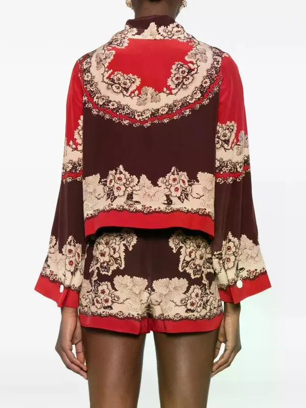 BODE Floral Print Cropped Jacket - Red