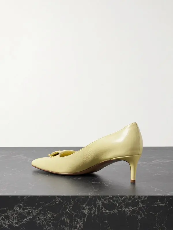 Khaite Celia Pocket Buckled Leather Pumps - Yellow