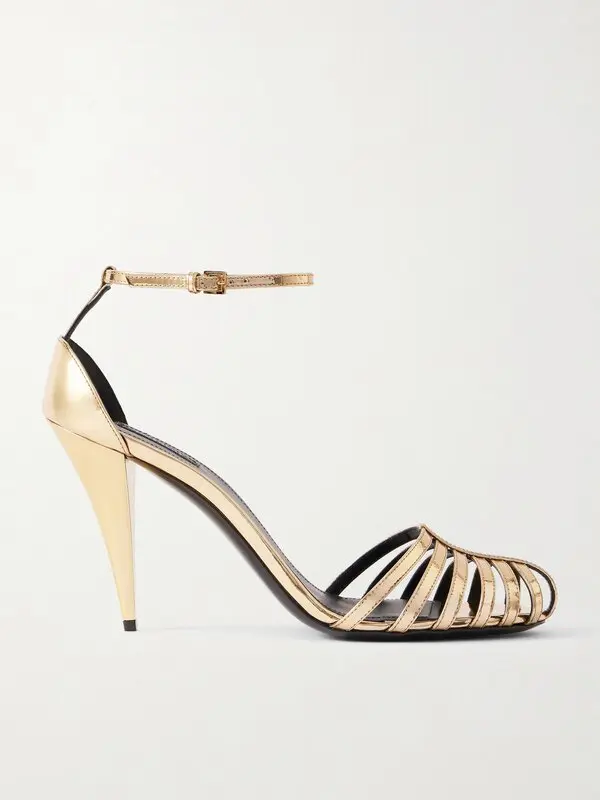 Givenchy Cage Metallic-leather Sandals - Gold