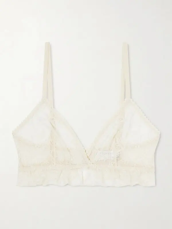 ERES Clochette Embroidered Mesh Triangle Bra - Cream