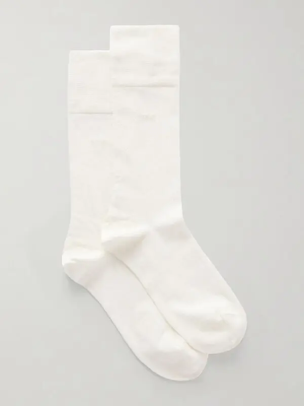 CDLP Set Of Six Ribbed Cotton-blend Socks - White