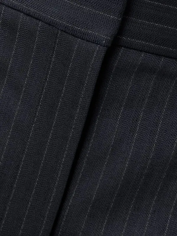 Khaite Linden Tiered Pinstriped Herringbone Twill Wide-leg Pants - Blue