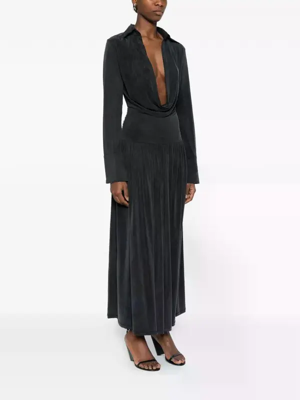 AYA MUSE Mer Pleated Midi Dress - Grey