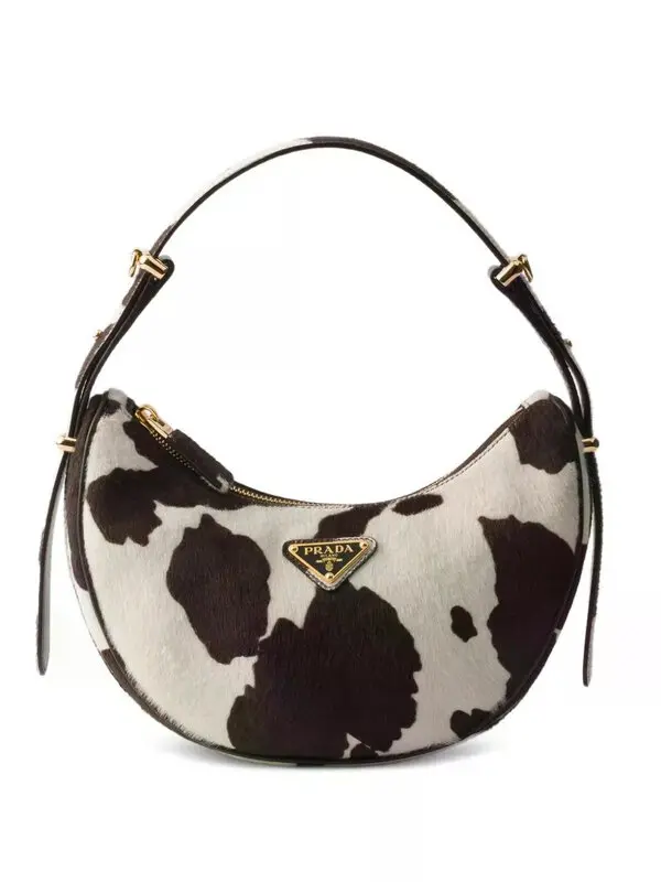 Prada Mini Arqué Printed Leather Shoulder Bag - White