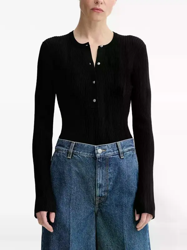 Filippa K Ribbed Knit Henley Sweater