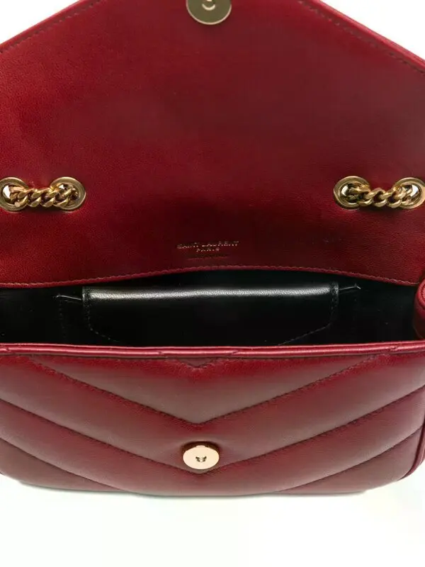 Saint Laurent Mini Loulou Chevron-quilted Shoulder Bag - Red