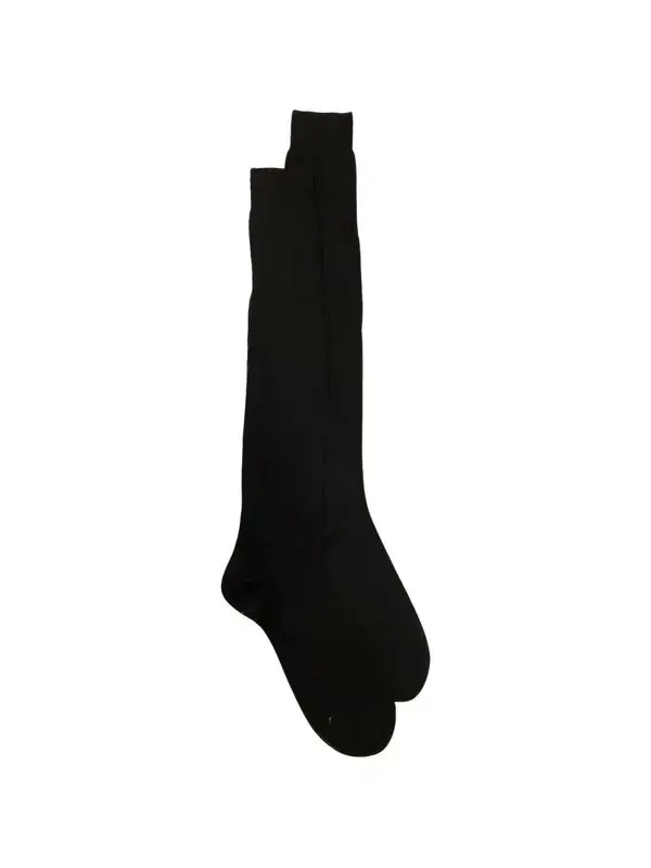 Zegna Logo-print Knee-length Socks - Brown