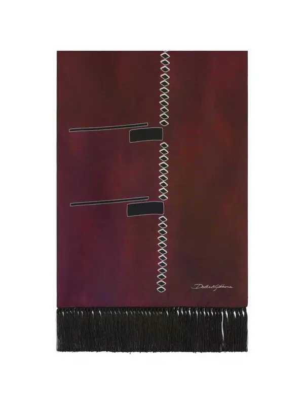 Dolce & Gabbana Fringed Printed Scarf - Brown