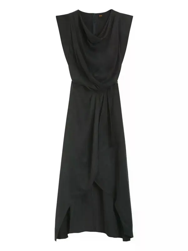 BOSS Cowl Neck Sleeveless Wrap Skirt Dress - Grey