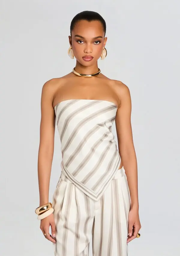 SEROYA Hark Satin Top - Sand Eggshell