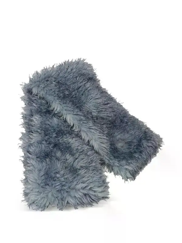 GANNI Long Pile Alternative Fur Scarf - Grey