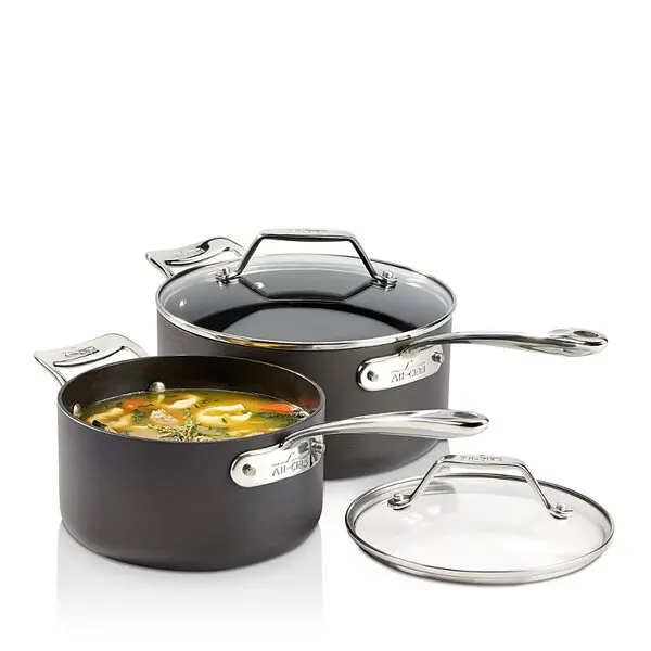 ALL-CLAD Essentials Nonstick Sauce Pans Set - Black