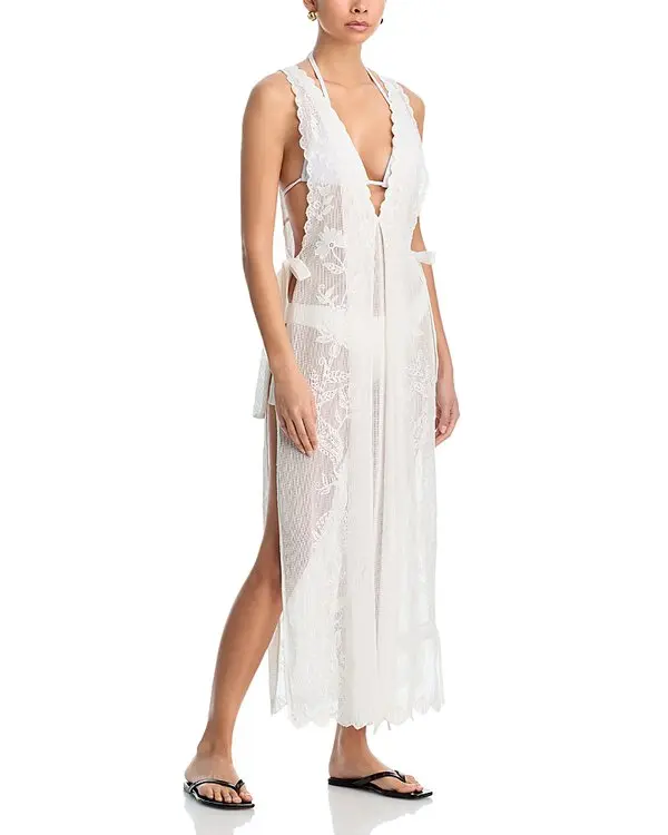 Farm Rio Embroidered Dress Swim Cover-up - White
