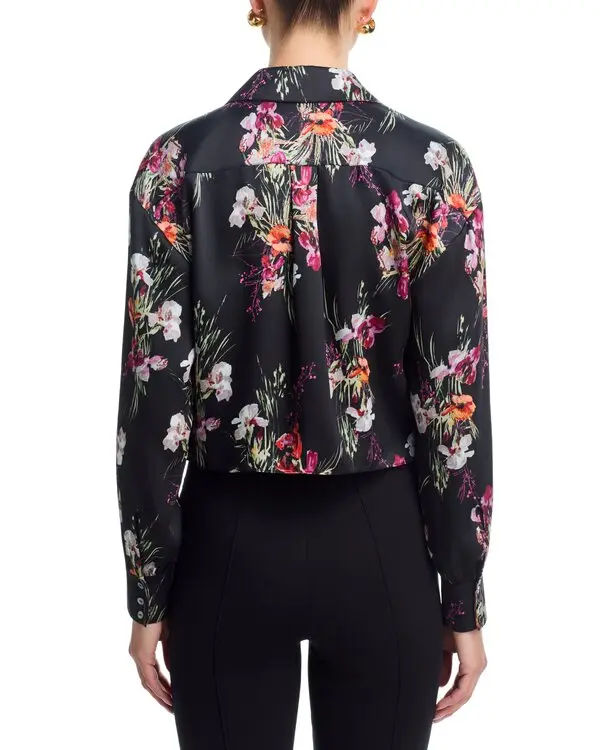 Cinq À Sept Floral Print Tie Front Blouse - Black Multi