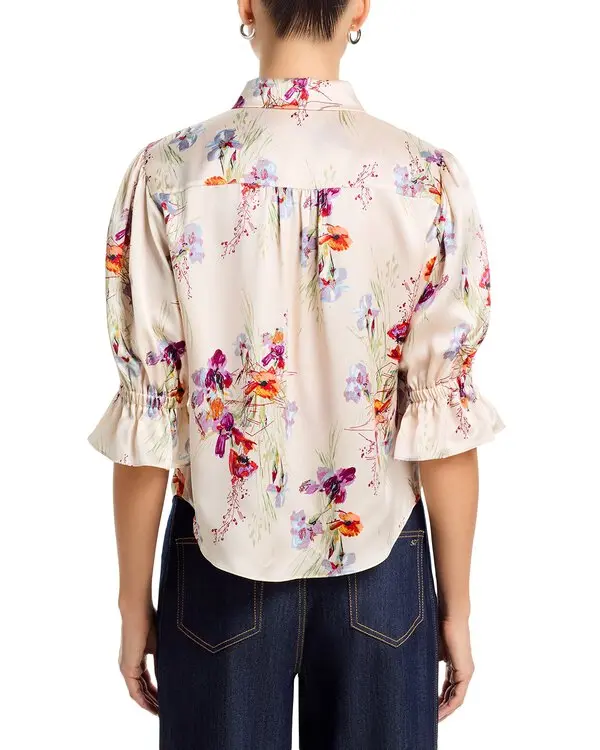 Cinq À Sept Fiona Floral Print Top - Oatmilk Multi