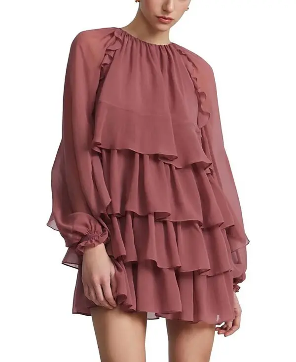Bcbgmaxazria Chiffon Ruffle Mini Dress