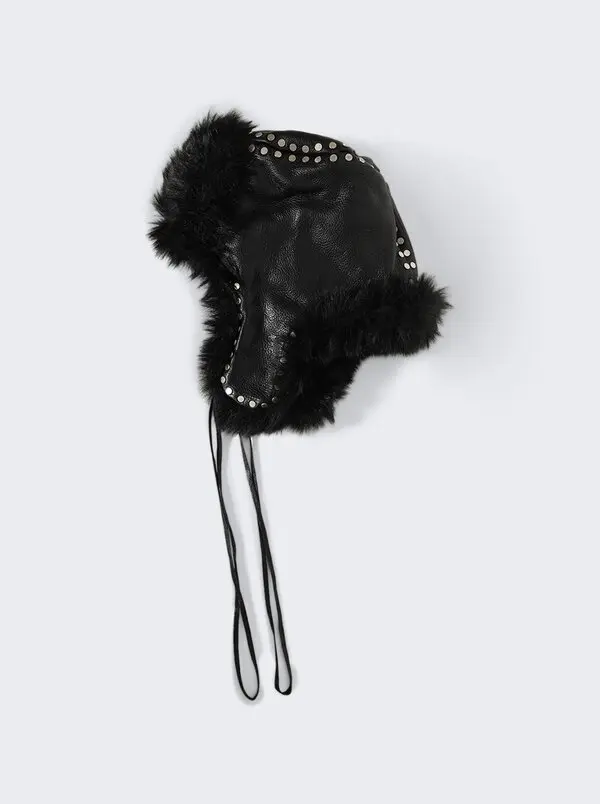 WHO DECIDES WAR BY EV BRAVADO Studded Leather Trapper Hat