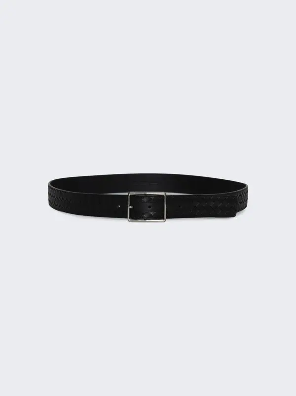 Bottega Veneta Intrecciato Leather Belt - Black