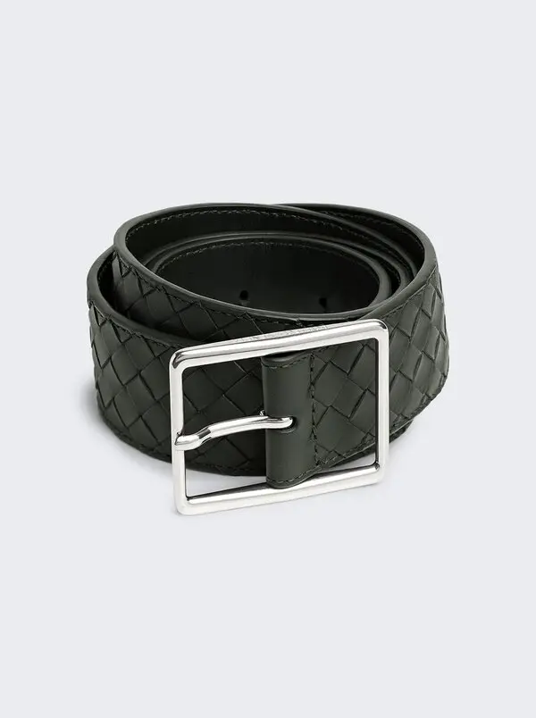 Bottega Veneta Intrecciato Leather Belt - Green