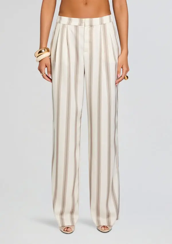 SEROYA Marlowe Satin Pant - Sand Eggshell