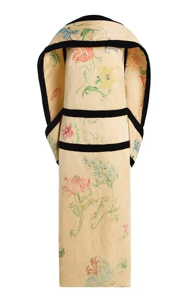 Rosie Assoulin A La Mode Linen Jacquard Gown With Velvet Trim - Multi