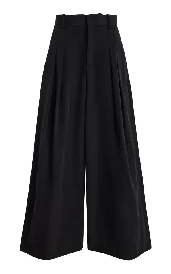 Rosie Assoulin Pleated Wide Leg Cotton Pants