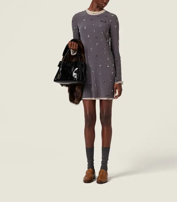 Miu Miu Silk Embellished T-shirt Mini Dress