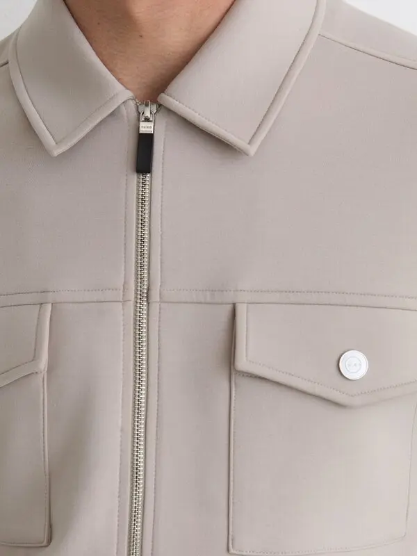 REISS Medina Premium Interlock Zip-through Overshirt