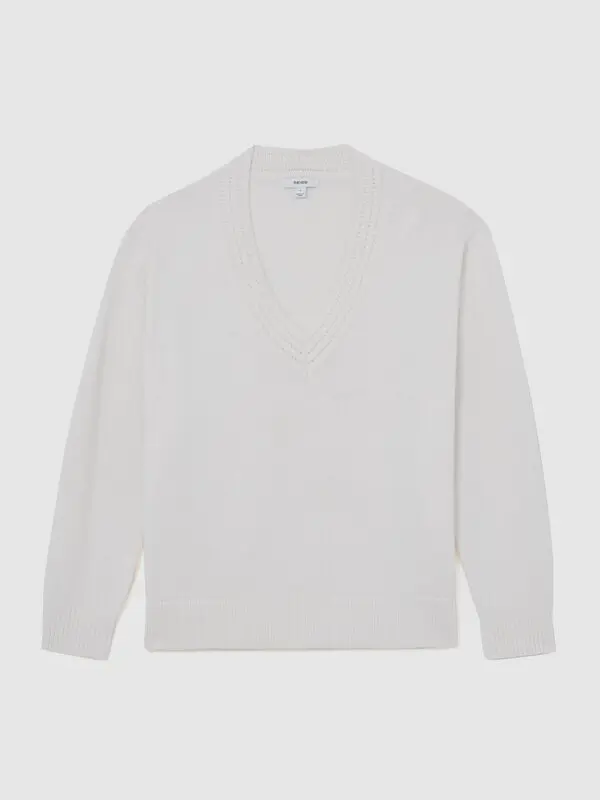 REISS Cotton And Wool V-neck Jumper