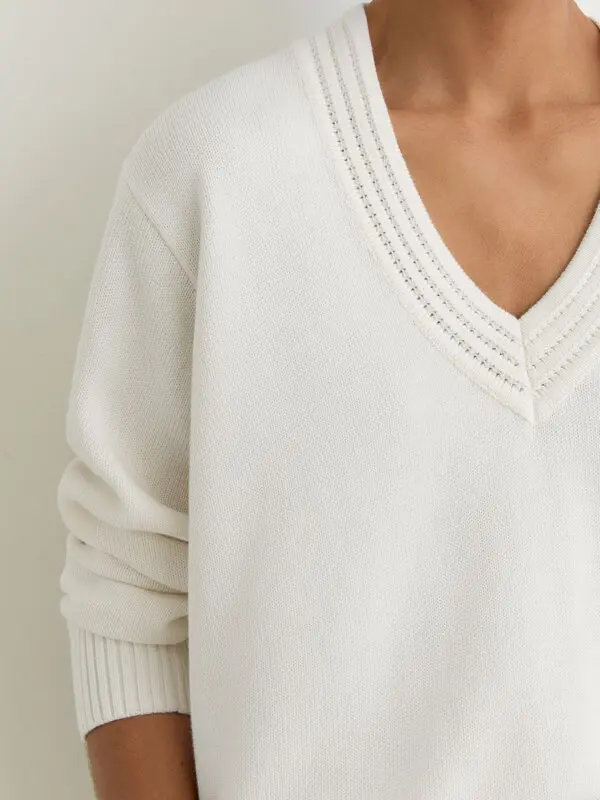 REISS Cotton And Wool V-neck Jumper