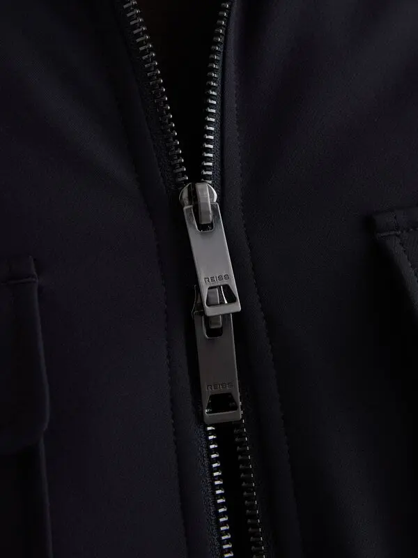 REISS Oshei Technical Quilted Zip-front Overshirt