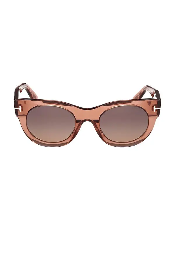 TOM FORD Round Frame Sunglasses - Shiny Terracotta & Plum