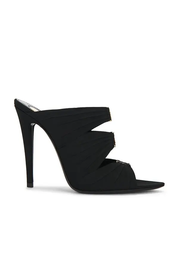 Saint Laurent Emilie Mule Sandal - Nero, Crystal, & Light B