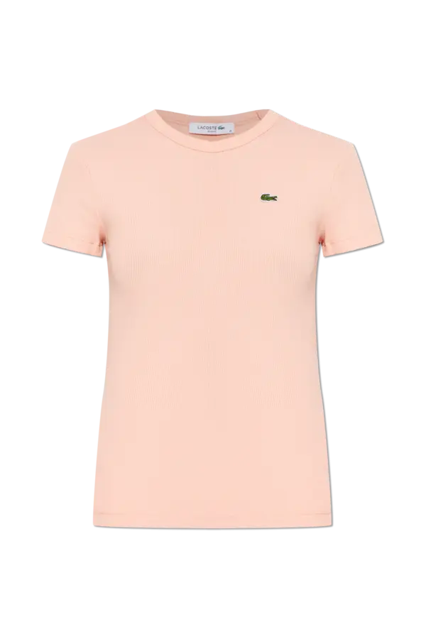 Lacoste Ribbed Fitted Top - Pink