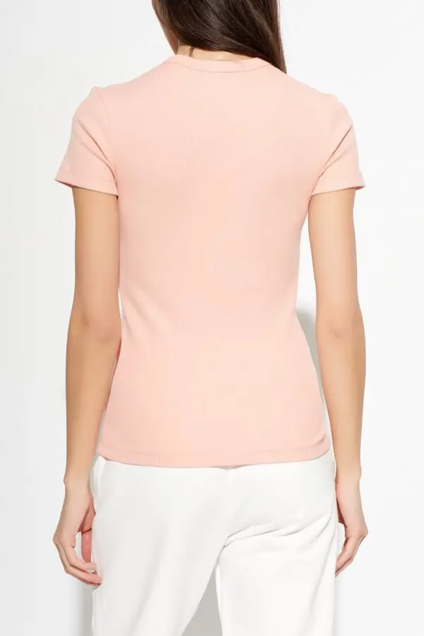 Lacoste Ribbed Fitted Top - Pink