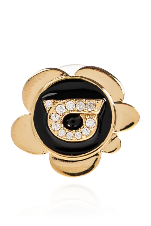 FERRAGAMO Flower Brass Earrings - Black