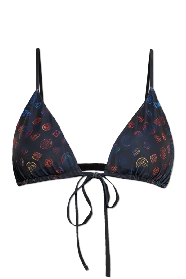 Casablanca Printed Bikini Top - Black