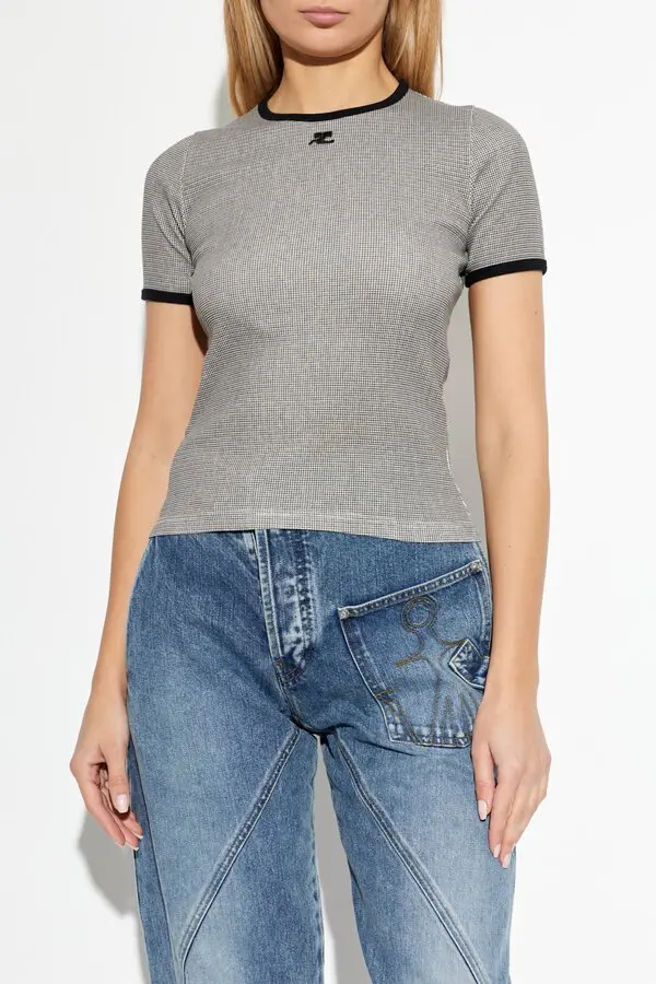 COURREGES Houndstooth Patterned Top - Black