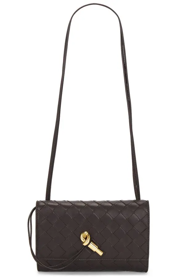 Bottega Veneta Andiamo Slim Pouch On Strap Bag - Fondant & Muse Brass