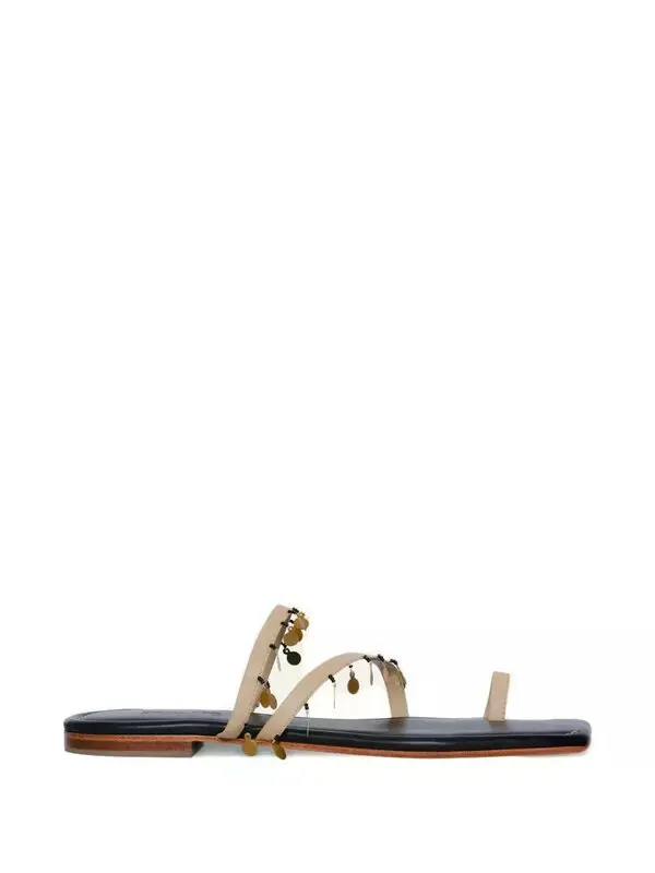 Johanna Ortiz Glimmering Shores Embellished Flat Sandals - Neutrals