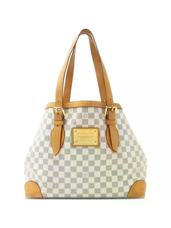 LOUIS VUITTON Damier Azur Hampstead Mm Tote Bag - White