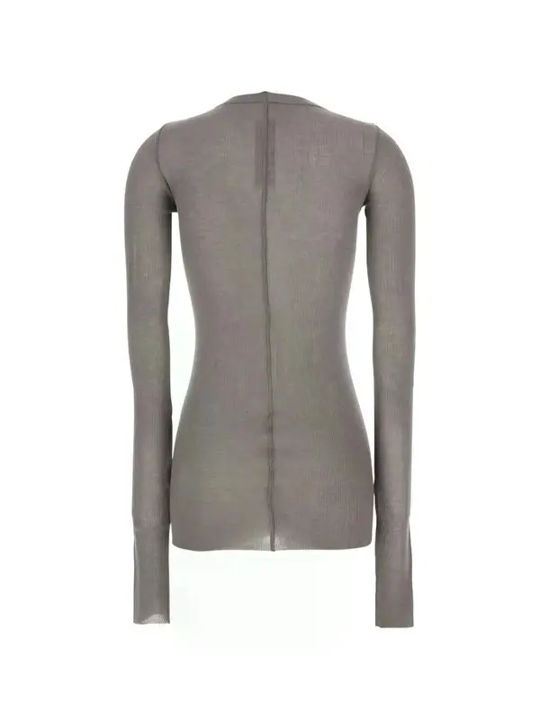 Rick Owens Ribbed Knit Long-sleeves Top - Grey