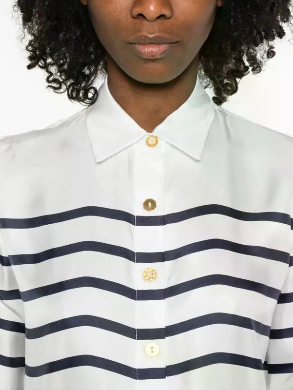 Françoise Striped Buttoned Top