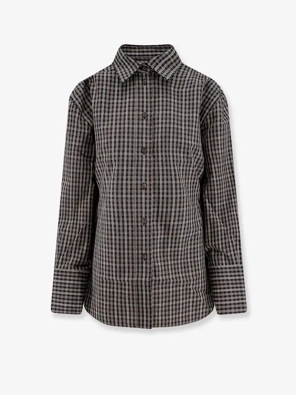 RÓHE Check Pattern Cotton Shirt - Brown