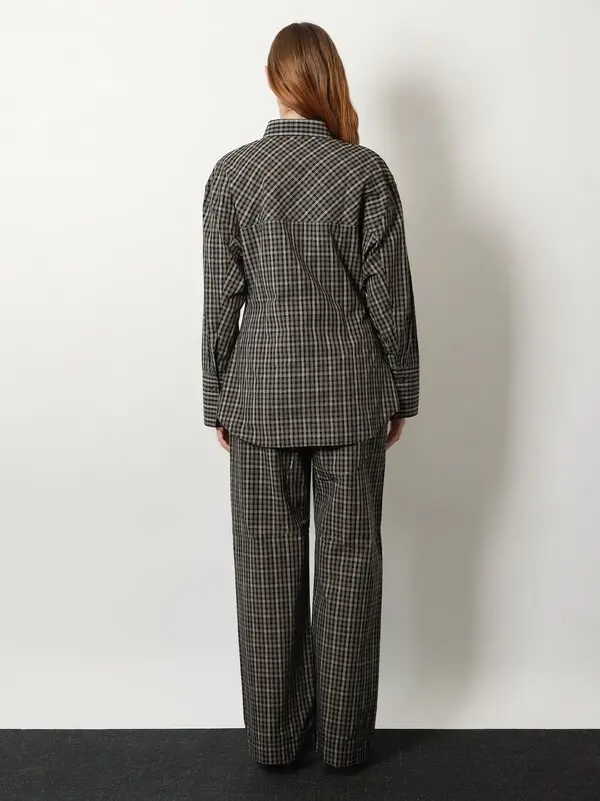 RÓHE Check Pattern Cotton Shirt - Brown