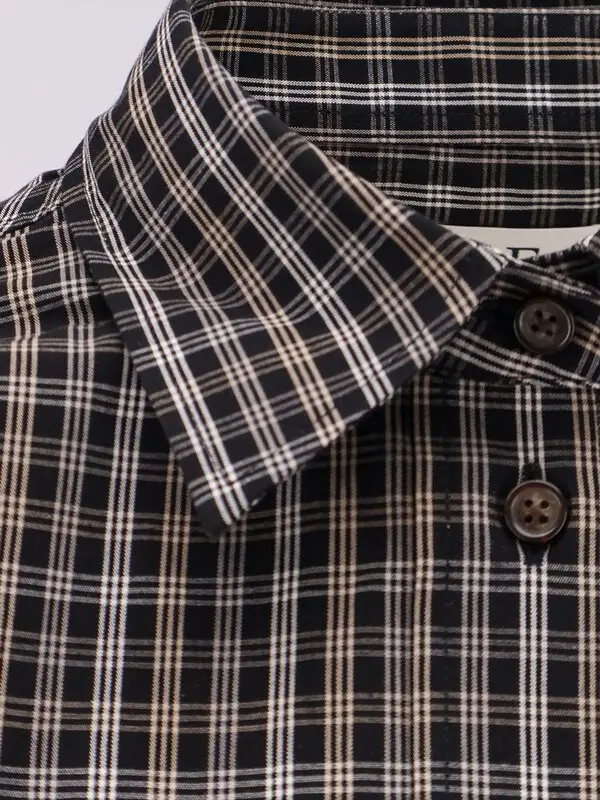 RÓHE Check Pattern Cotton Shirt - Brown