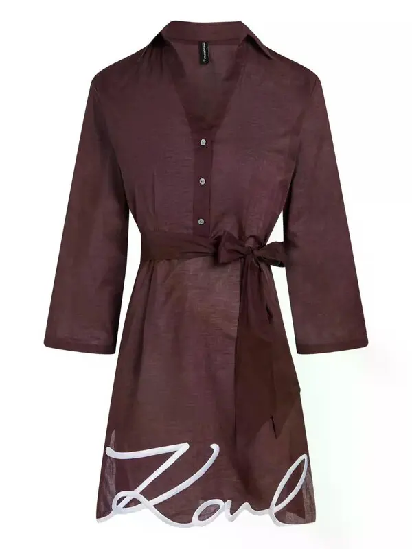 Karl Lagerfeld Signature Beach Shirt Dress - Brown